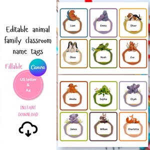 Animal Classroom Name Tags: Editable Cubby Labels (PDF) - Etsy