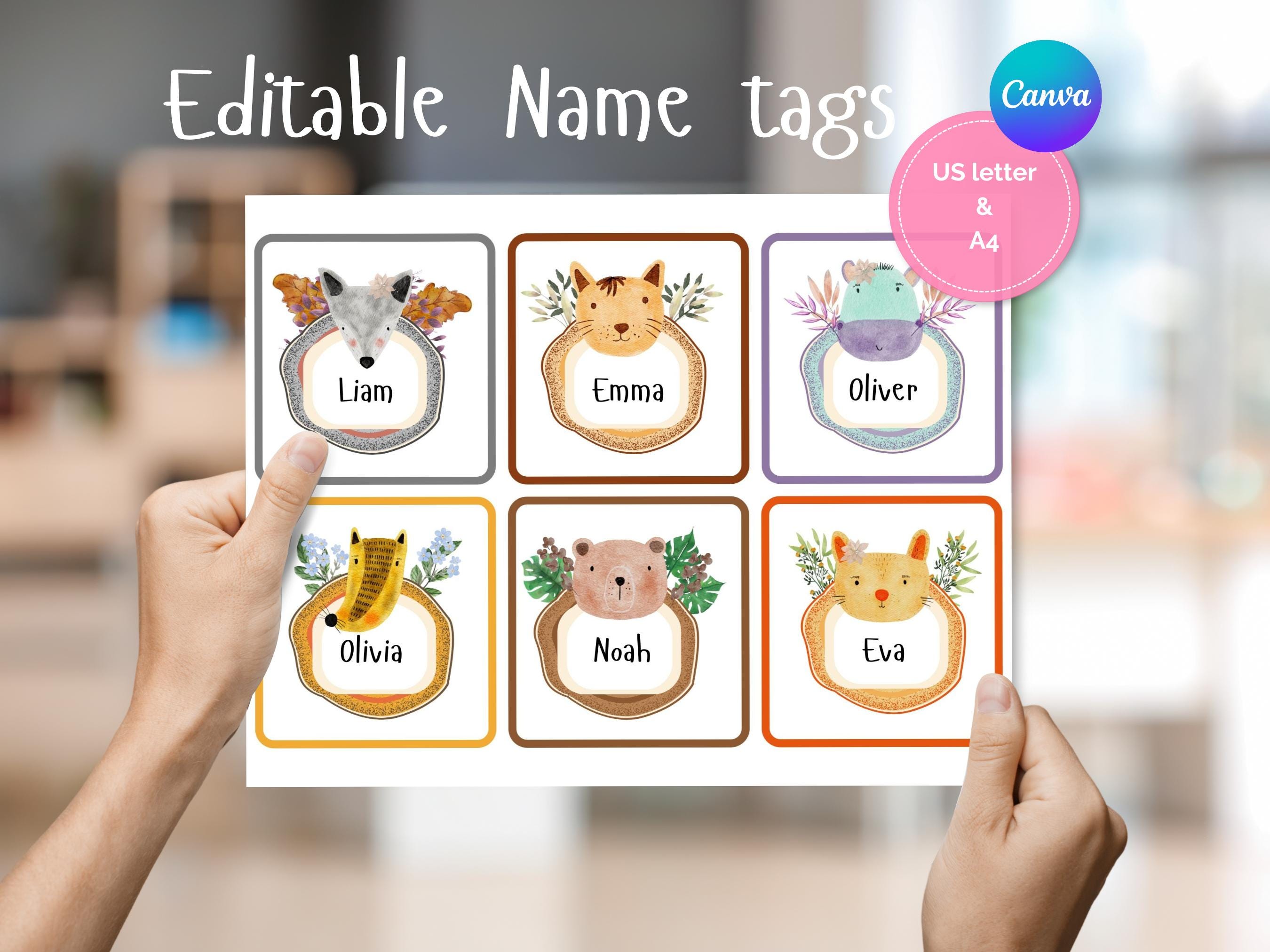 Animal Classroom Name Tags: Floral Theme, Editable PDF Template - Etsy