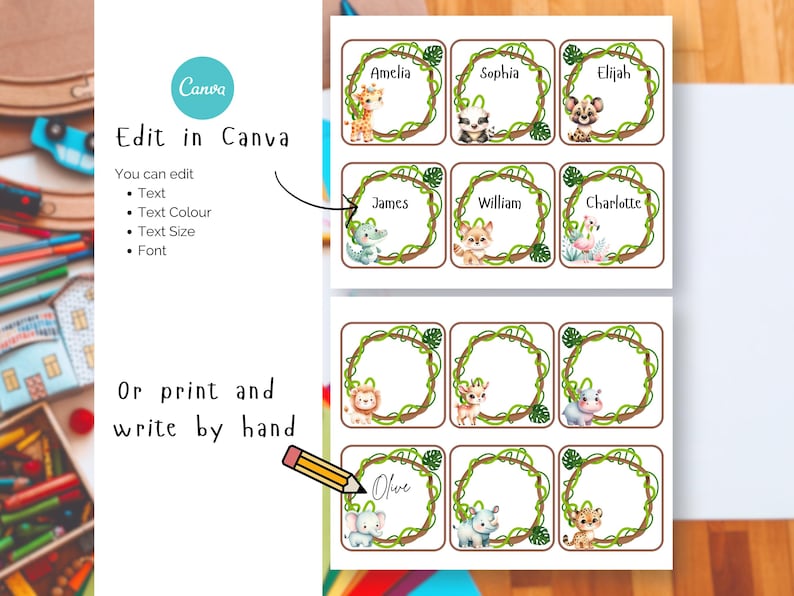 Safari Animal Cubby Tags: Editable Classroom Labels (PDF Downloadable ...