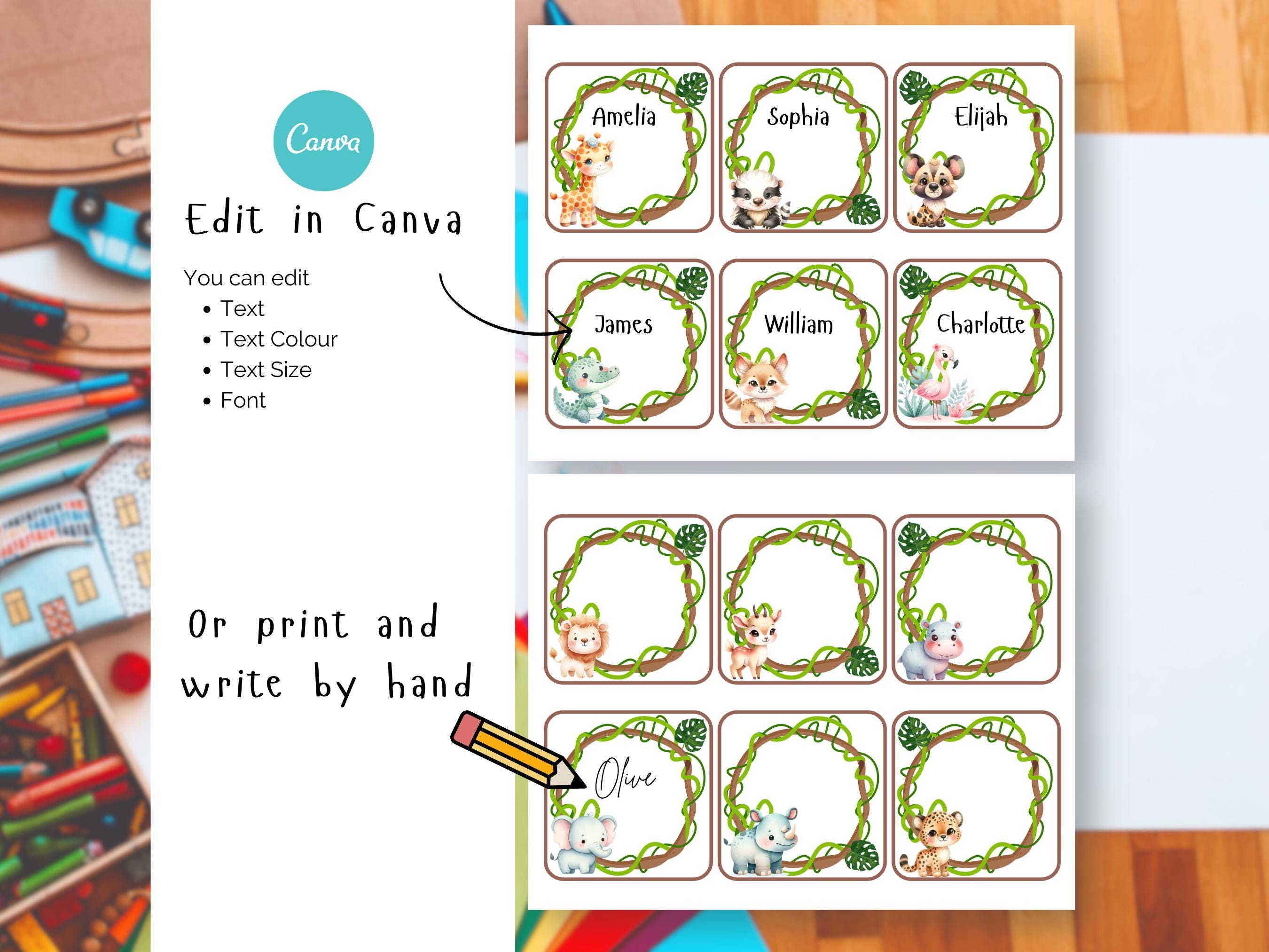 Safari Animal Cubby Tags: Editable Classroom Labels (PDF Downloadable ...