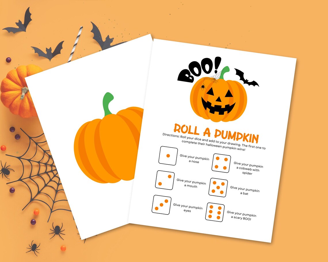 Roll A Pumpkin Game | Printable Halloween Game | Halloween Party Game ...