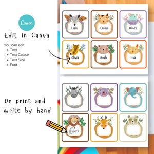 Animal Classroom Name Tags: Floral Theme, Editable PDF Template - Etsy