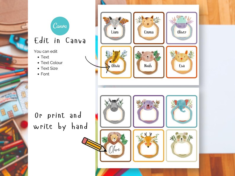Animal Classroom Name Tags: Floral Theme, Editable PDF Template - Etsy