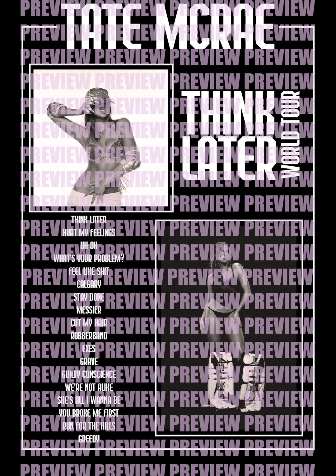 Tate Mcrae Think Later World Tour Tracklist Digital Print - Etsy