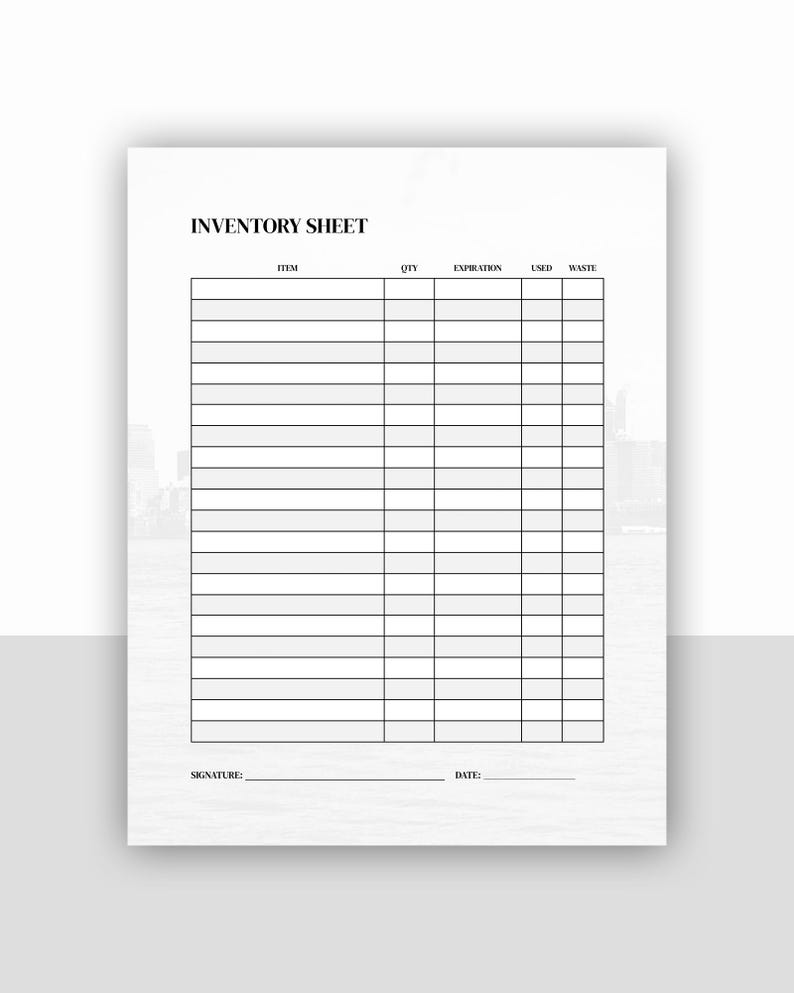 Minimal Inventory Management Sheet Printable PDF - Etsy