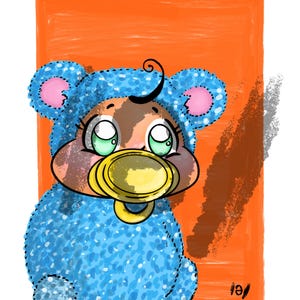 Blue Bear Baby,fun and Cute Cartoon Babies Illustrations, Digital ...