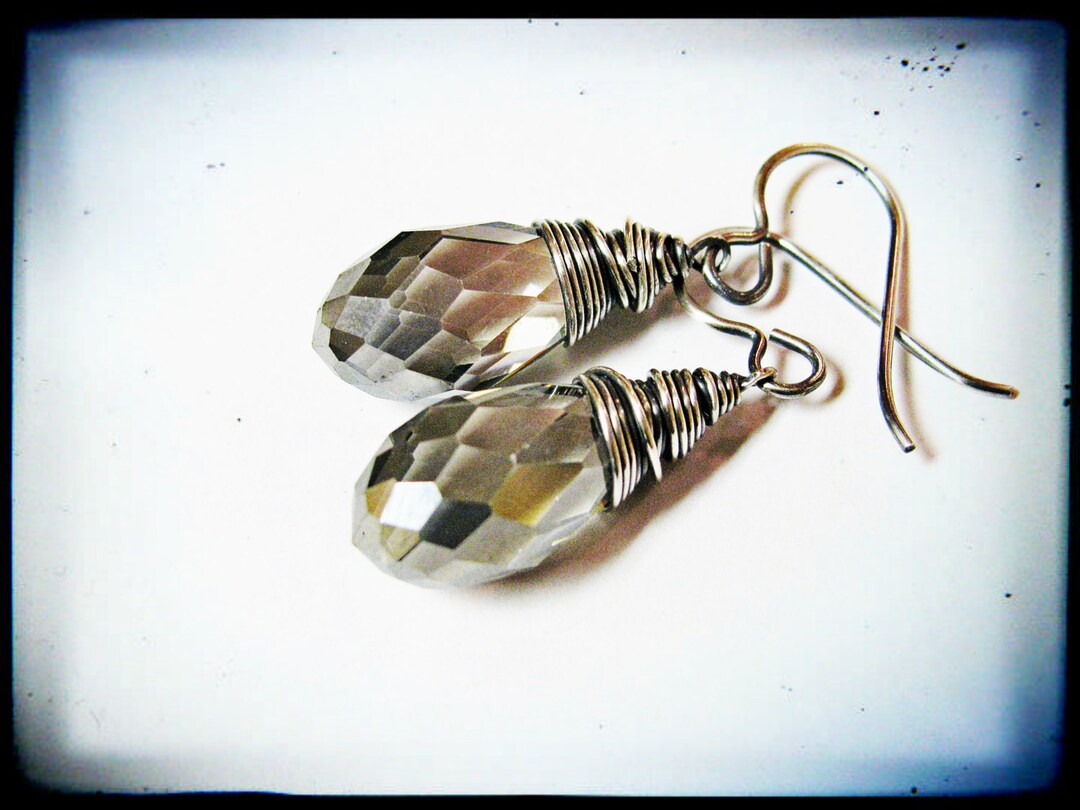 Silver Wire Wrapped Silver Crystal Briolettes - Etsy