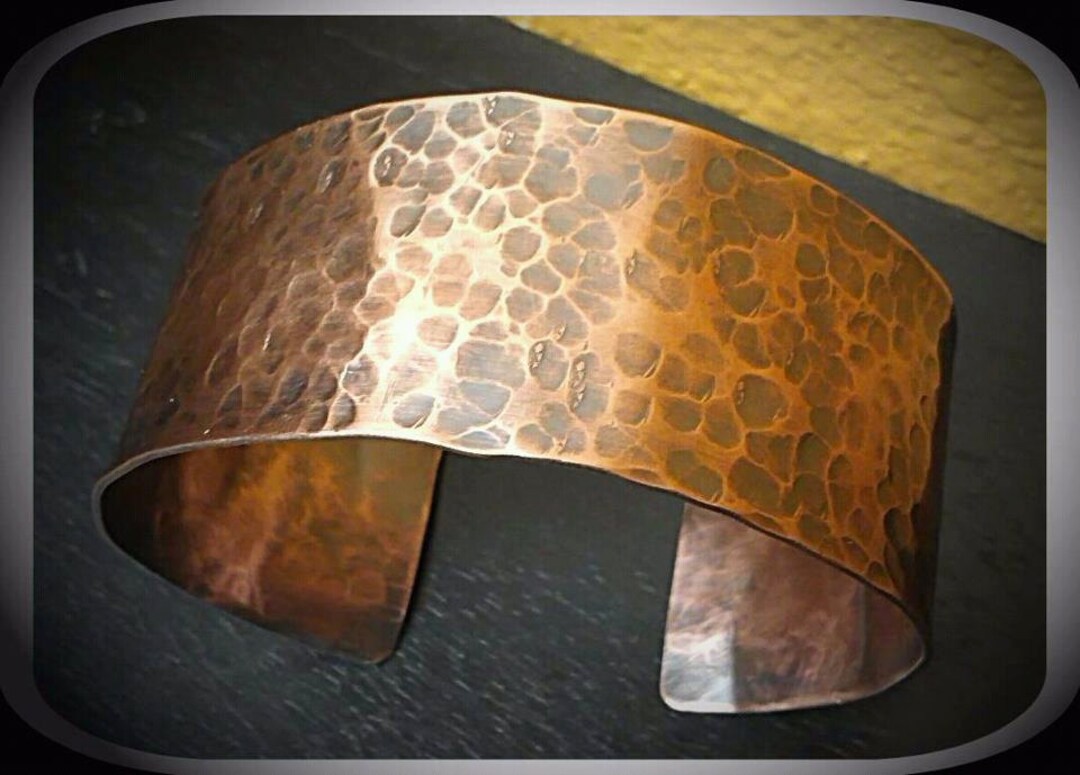 Hammered Solid Copper Rustic Cuff - Etsy