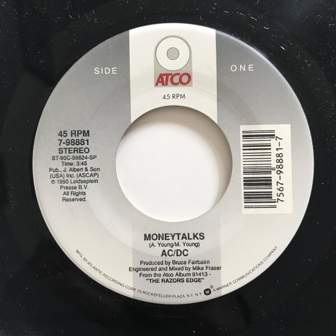AC/DC - Moneytalks 7" Single 1990 Hard Rock 45 VG+ - Etsy