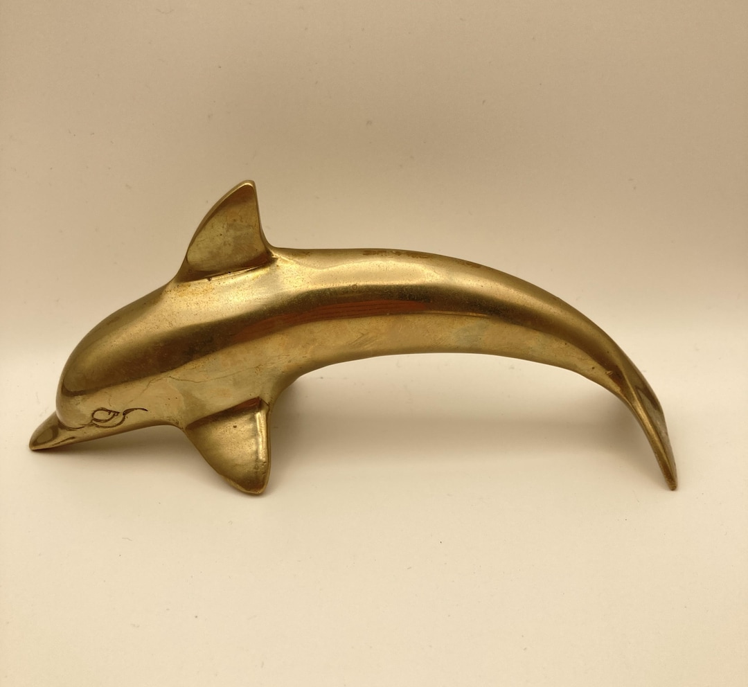 Vintage Brass Dolphin Figurine Swimming Mammal MCM Shelf Ornament - Etsy
