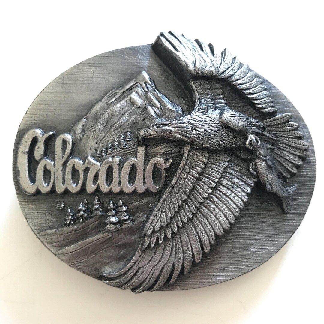 Vintage Colorado Belt Buckle 1990 Siskiyou Buckle Co Metal USA Eagle ...
