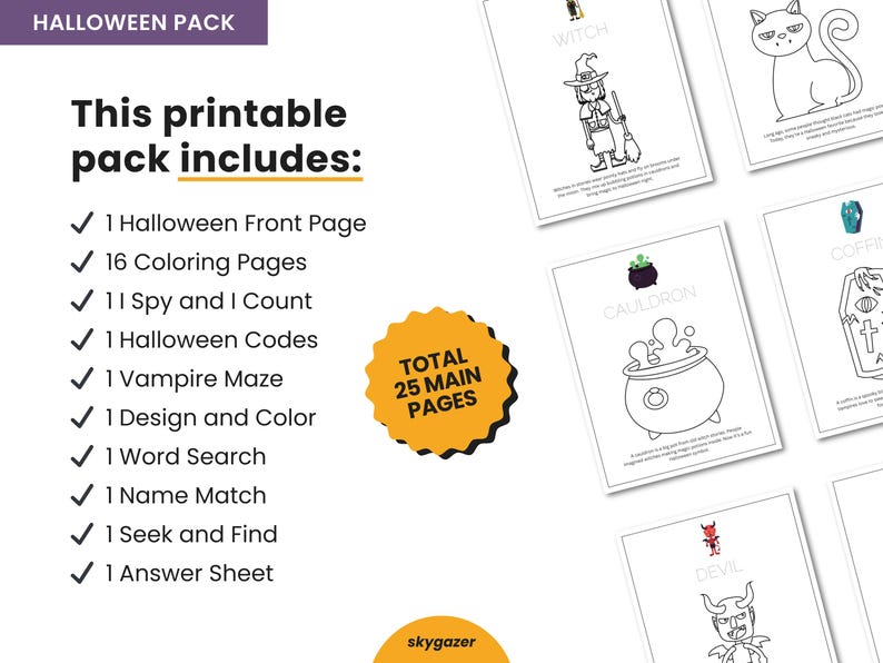 Halloween Coloring Pages: Kids Printable Activity Book (PDF) - Etsy