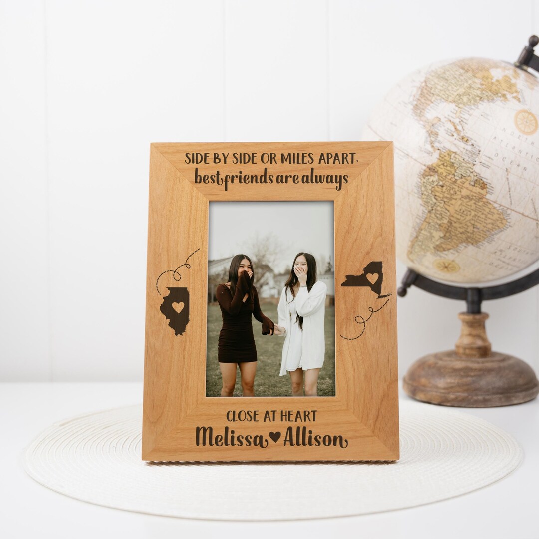 Personalized Long Distance Friendship Picture Frame: Engraved Map Gift ...