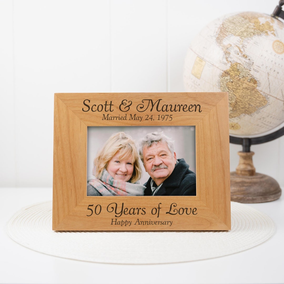 50th Anniversary Picture Frame, Personalized Wood Gift for Couples ...