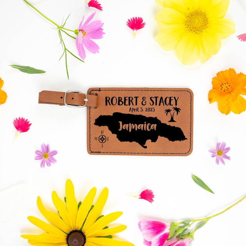 Personalized Jamaica Map Luggage Tag: Engraved Vacation Memento - Etsy