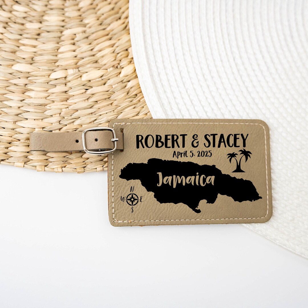 Personalized Jamaica Map Luggage Tag: Engraved Vacation Memento - Etsy