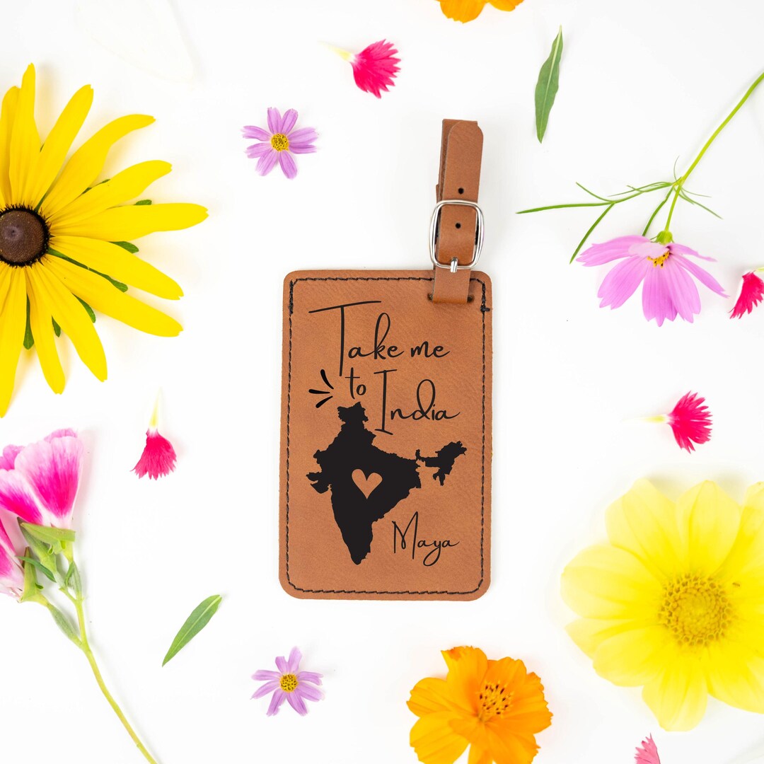 India Map Luggage Tag With Name Engraved, Take Me to India, Indian ...
