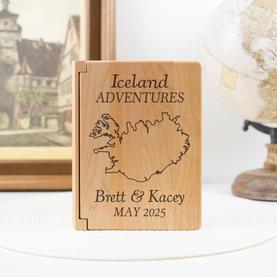 Engraved Maple Wood Iceland Photo Album: Personalized Travel Keepsake ...