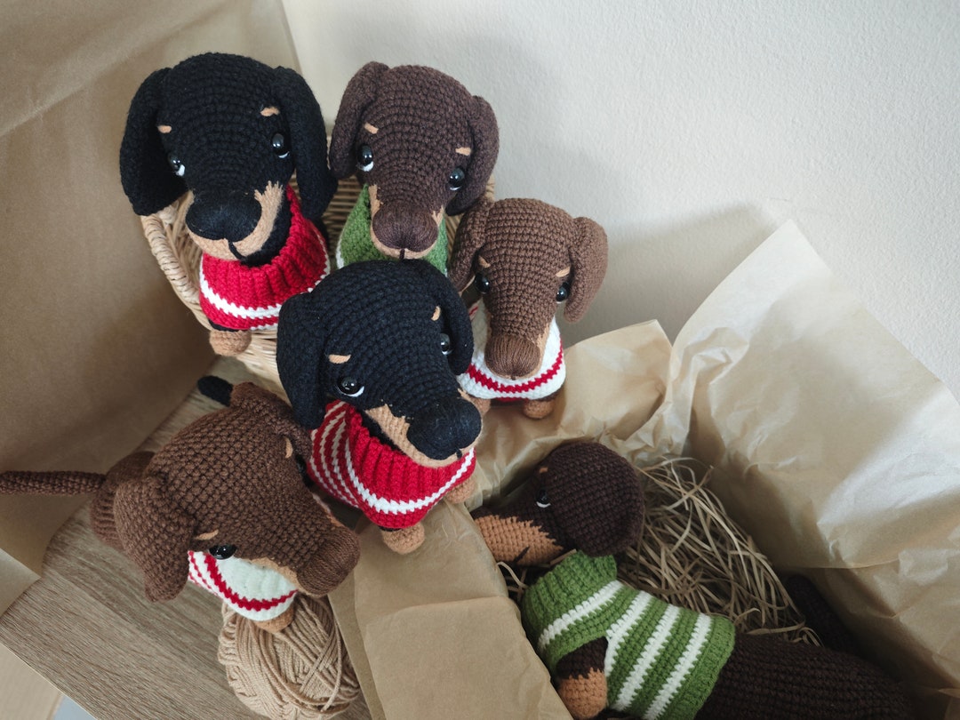 Crochet Dachshund, Wiener Dog Toy, Sausage Dog Toy, Christmas Dog Toy ...