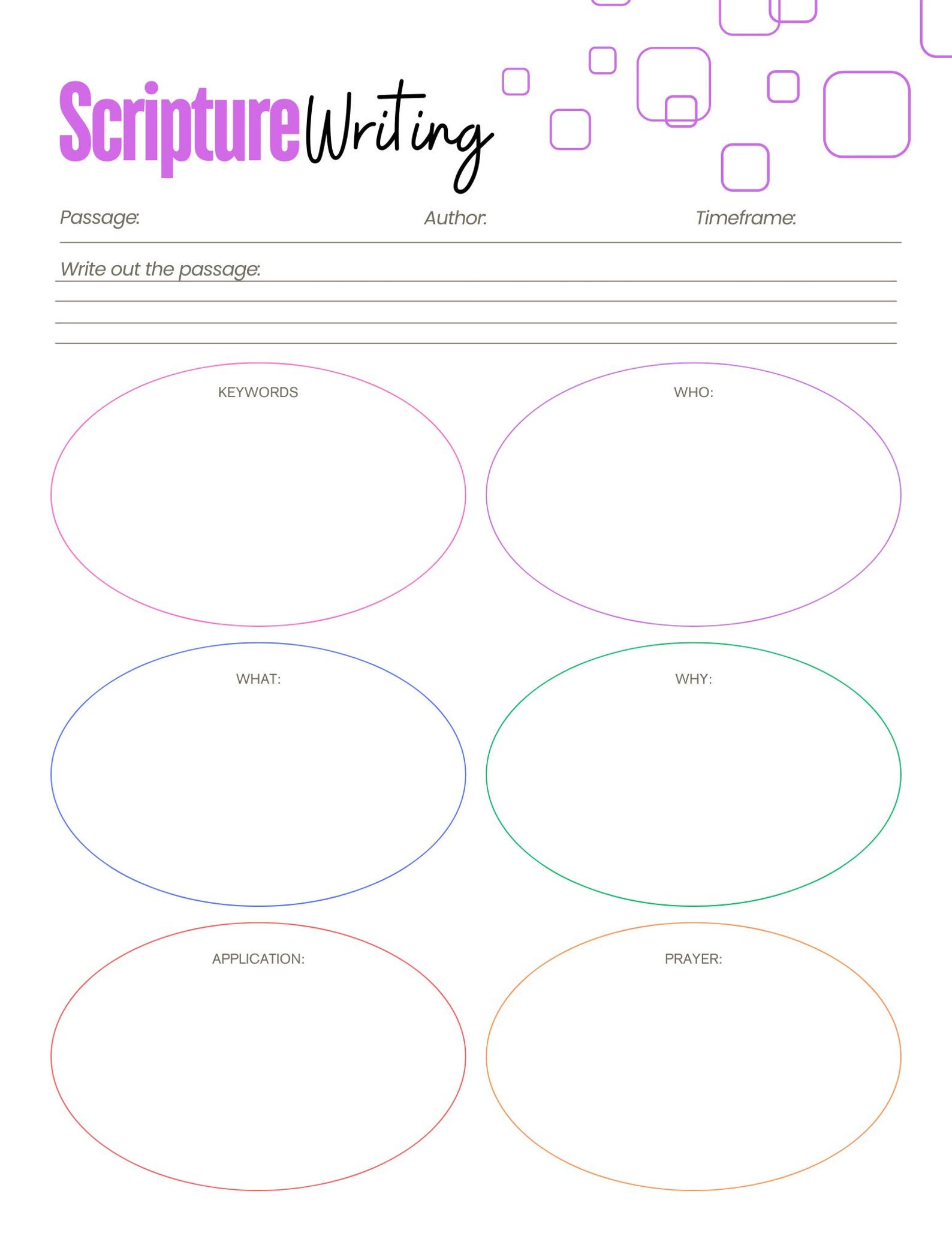 Scripture Writing Printable, Bible Study Printable, Bible Lesson ...