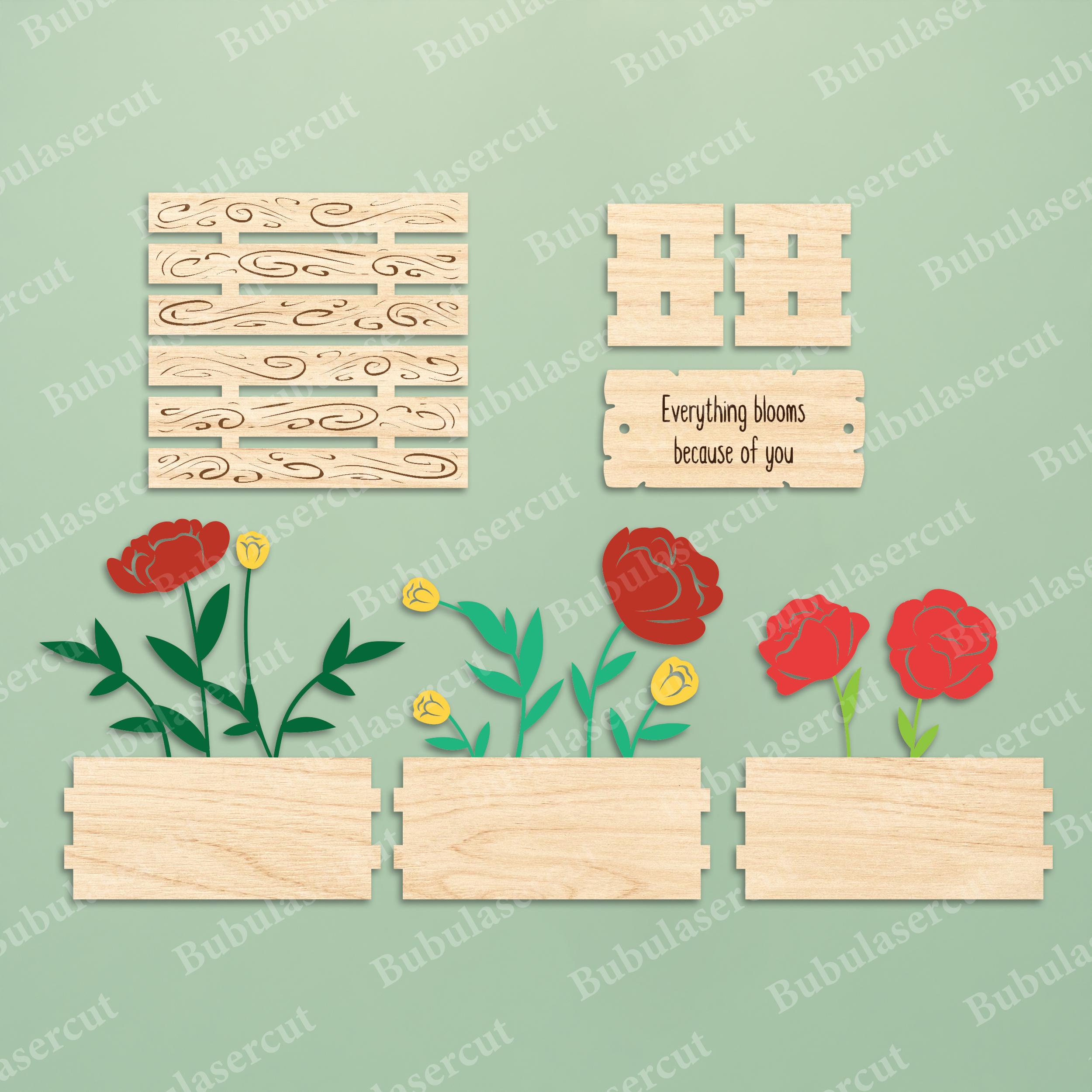 Mothers Day Flower Box Svg Bundle, Wooden Floral Bouquet Box Set, 3D ...