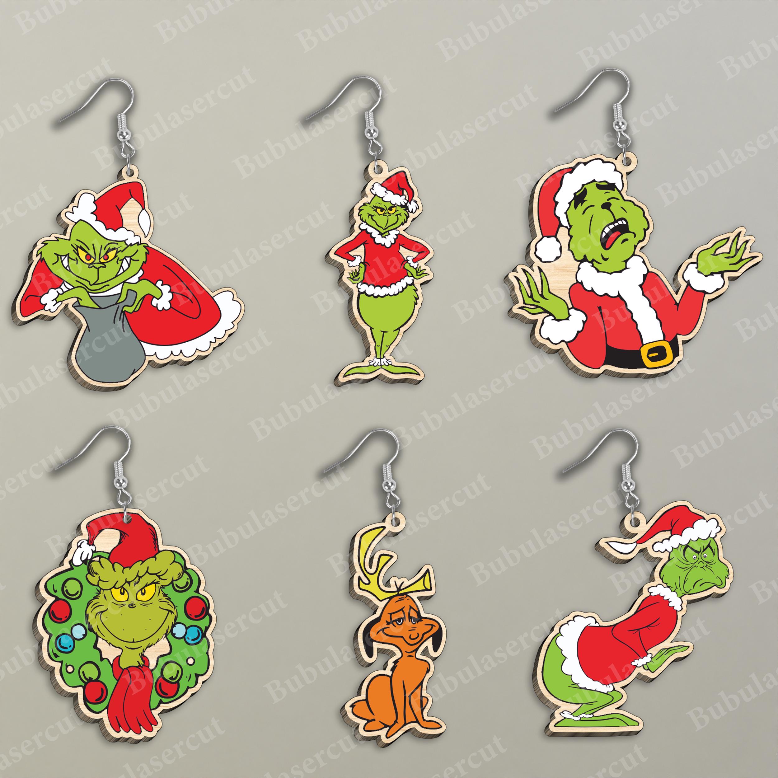 Christmas Cartoon Earrings Laser Cut File, Cartoon Christmas Earrings ...