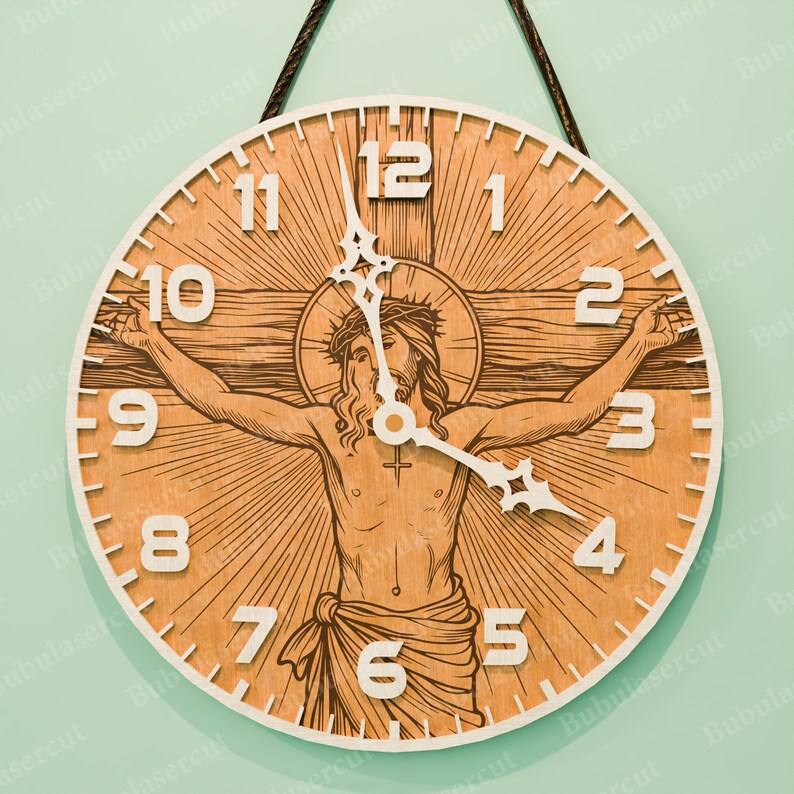 Religious Jesus Clock SVG Set of 16, Christian Wall Clock Designs ...