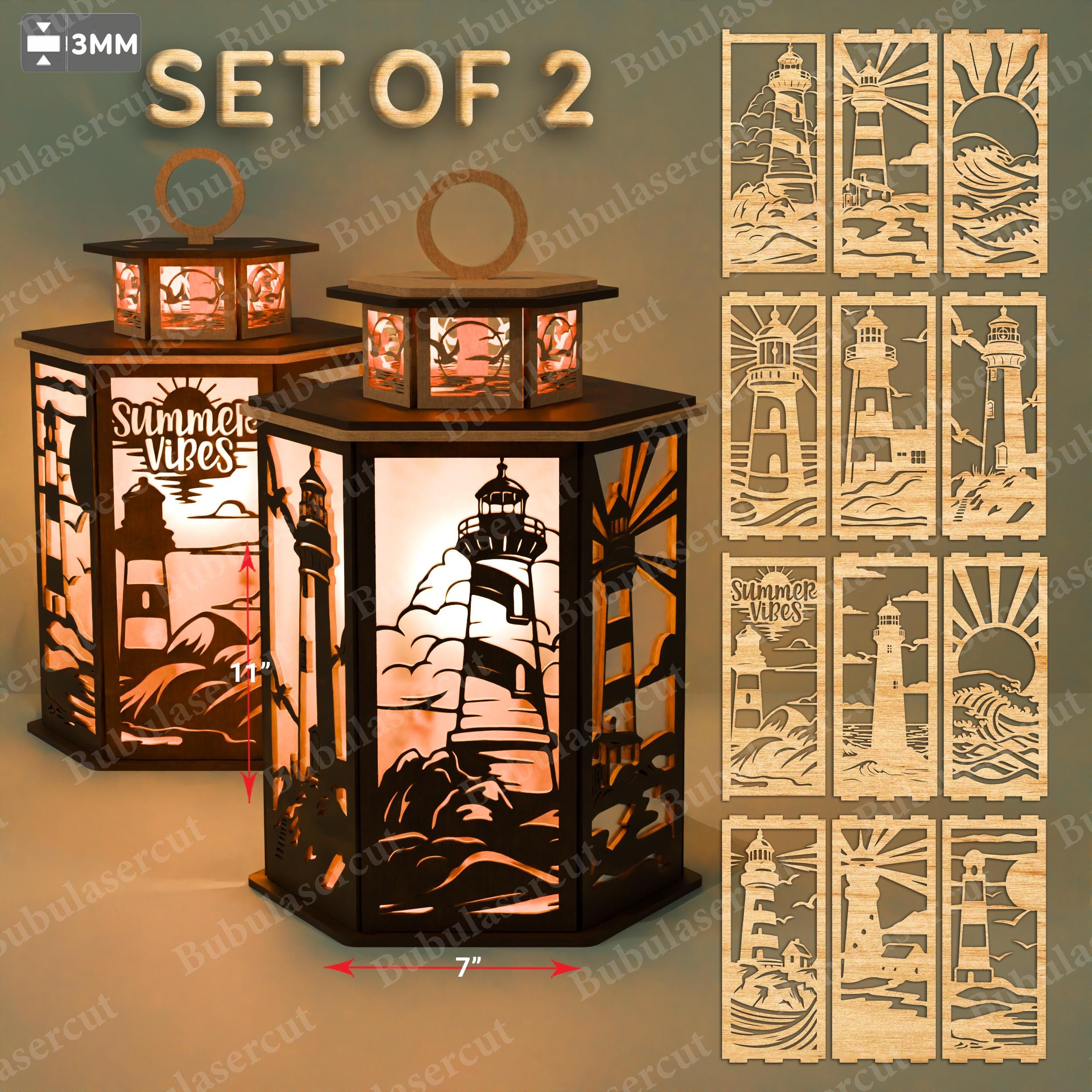 Lighthouse Lantern SVG Bundle, Summer Vibes 3D Lantern Laser Cut Files ...