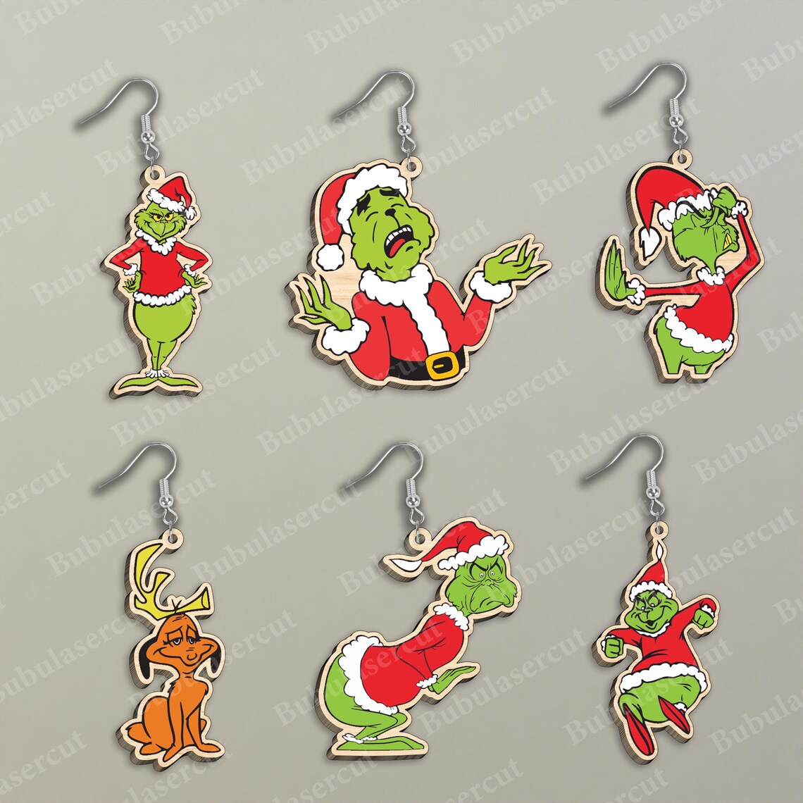 Christmas Cartoon Earrings Laser Cut File, Cartoon Christmas Earrings ...