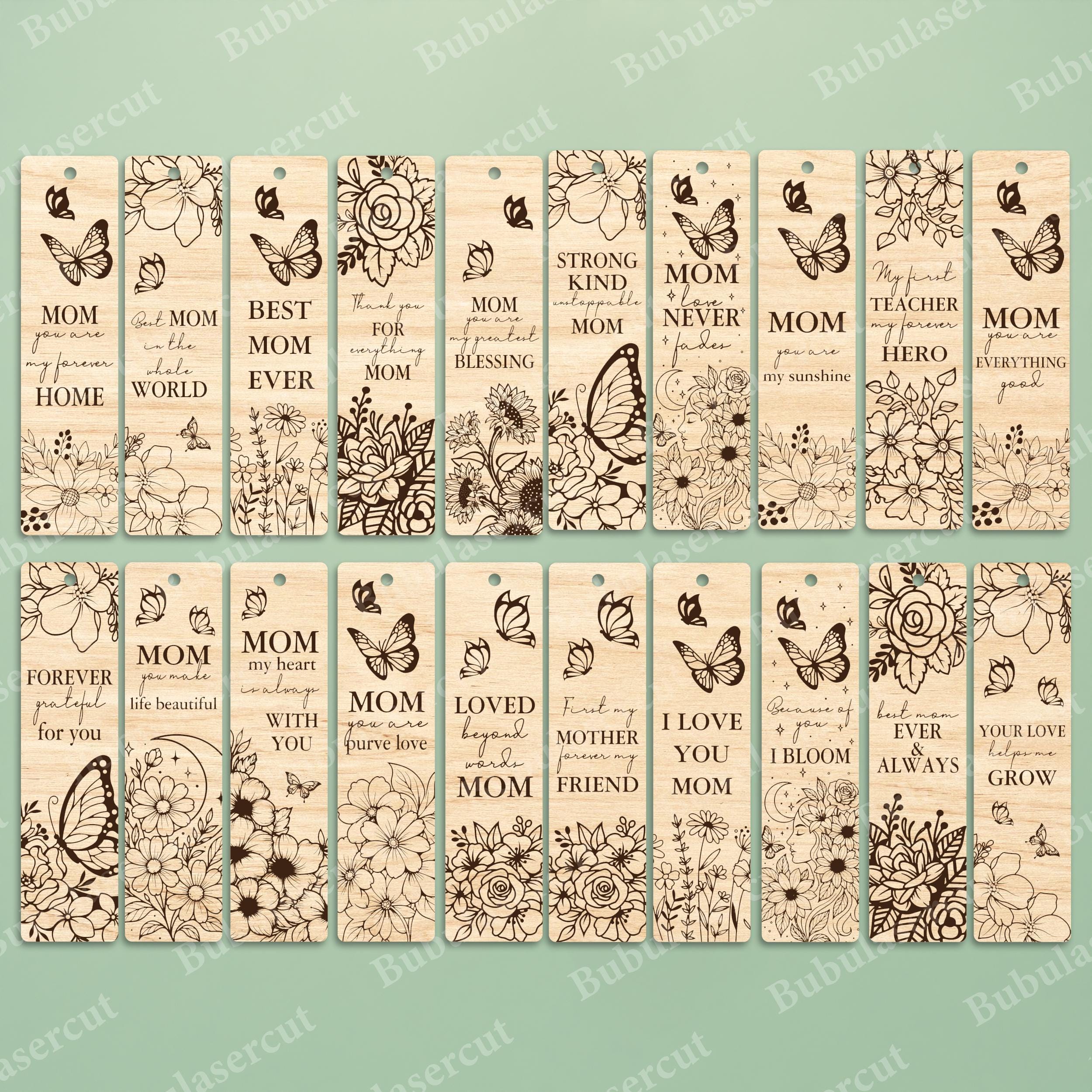 Mothers Day Bookmark Svg Bundle, Mom Quote Wooden Bookmark Set, Floral ...