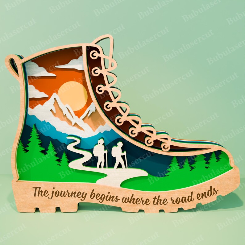 Hiking Boot Wall Decor Set, Adventure Hiking Boots Sign, Mountain ...