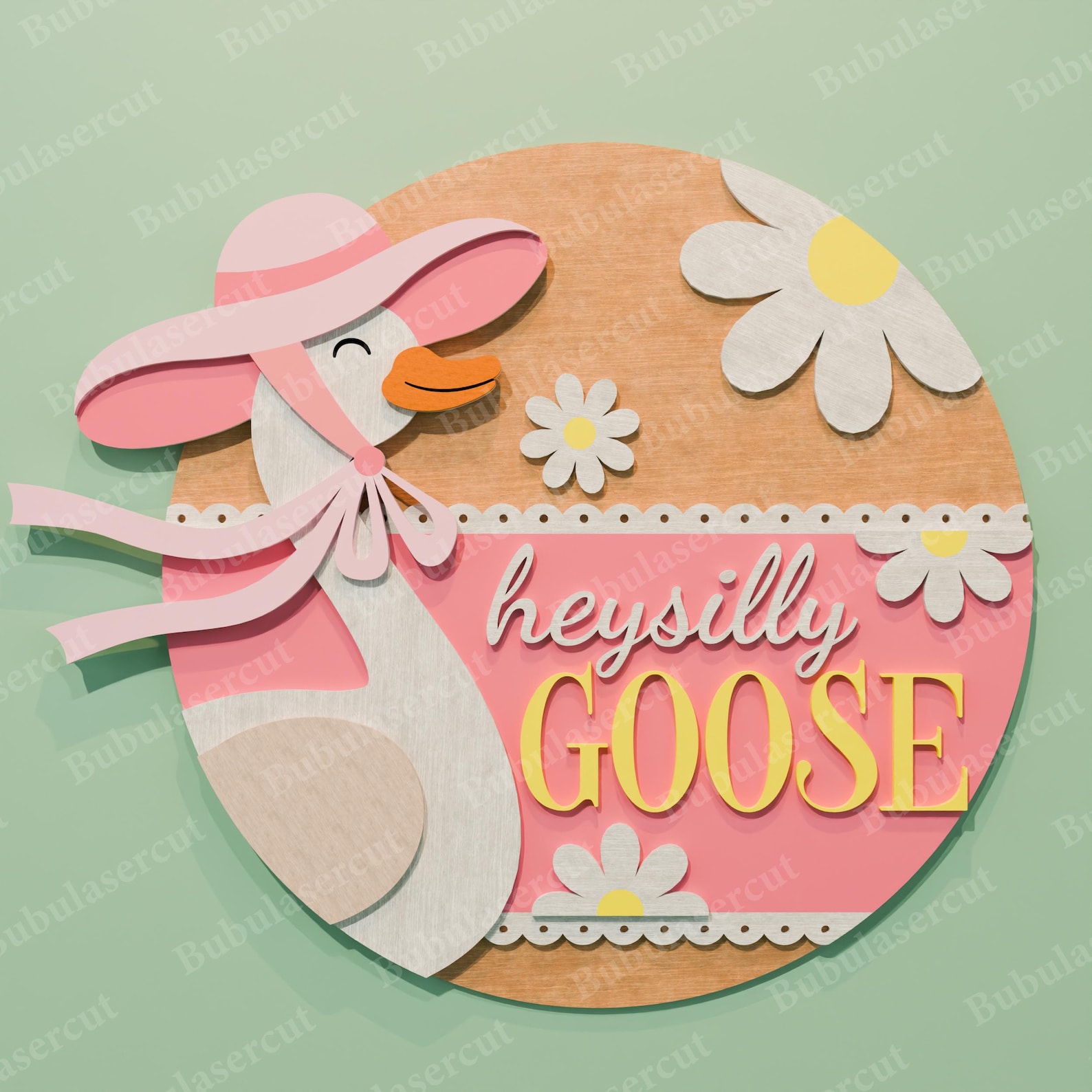 Silly Goose Round Sign SVG Bundle, Layered Funny Goose Door Hanger Cut ...
