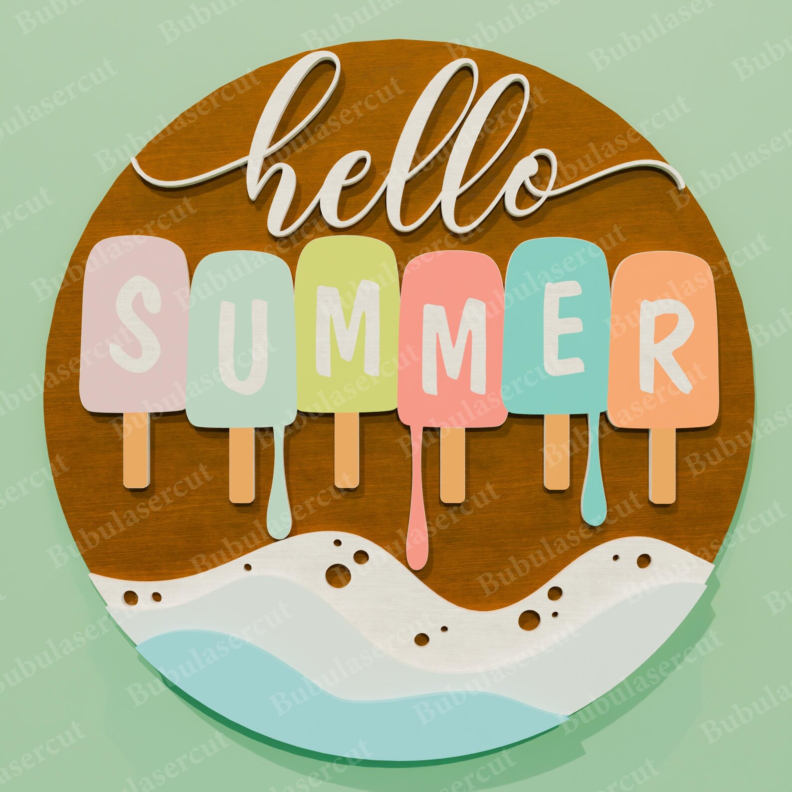 Beach Summer Round Sign SVG Bundle, 10 Coastal Door Hanger Designs ...