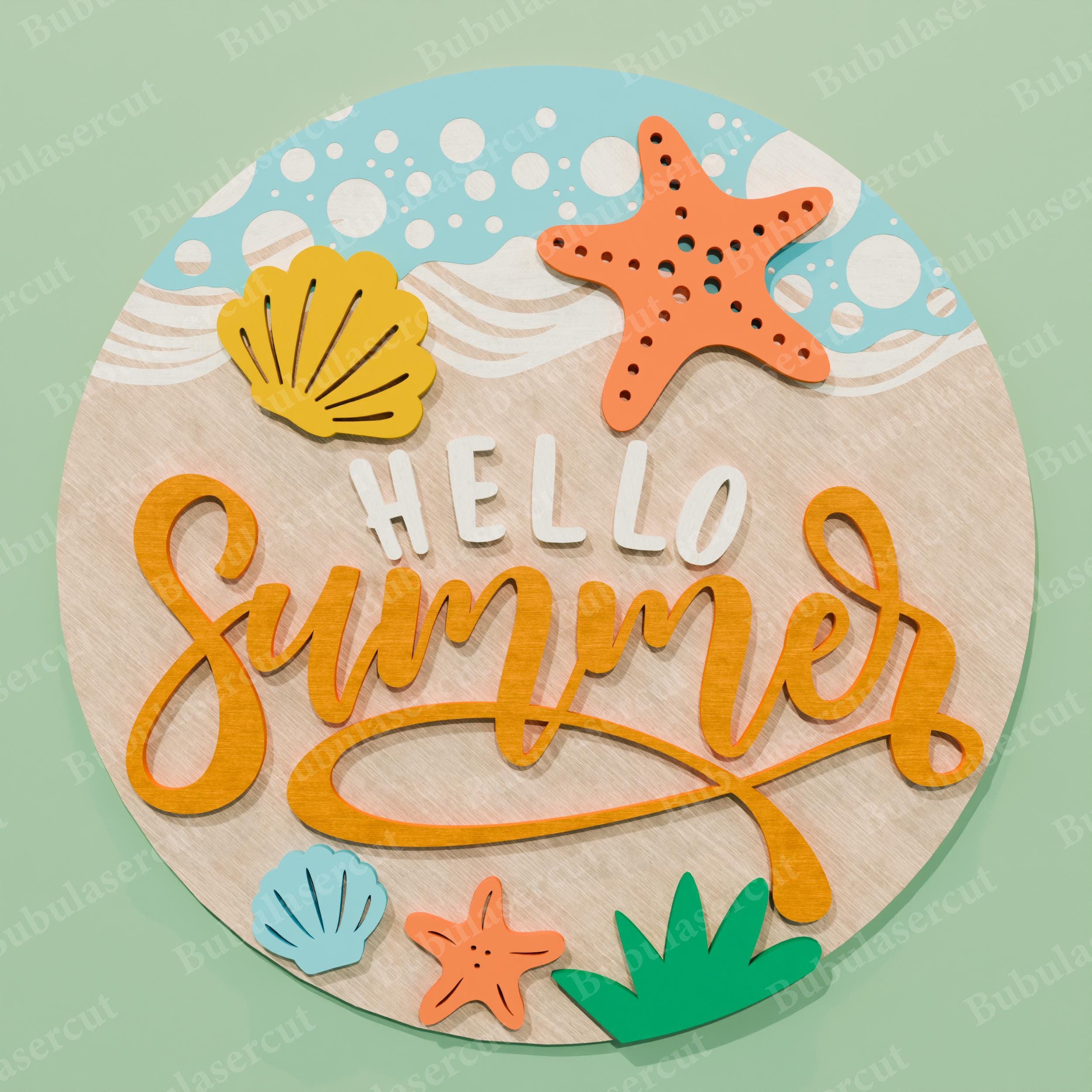 Beach Summer Round Sign SVG Bundle, 10 Coastal Door Hanger Designs ...