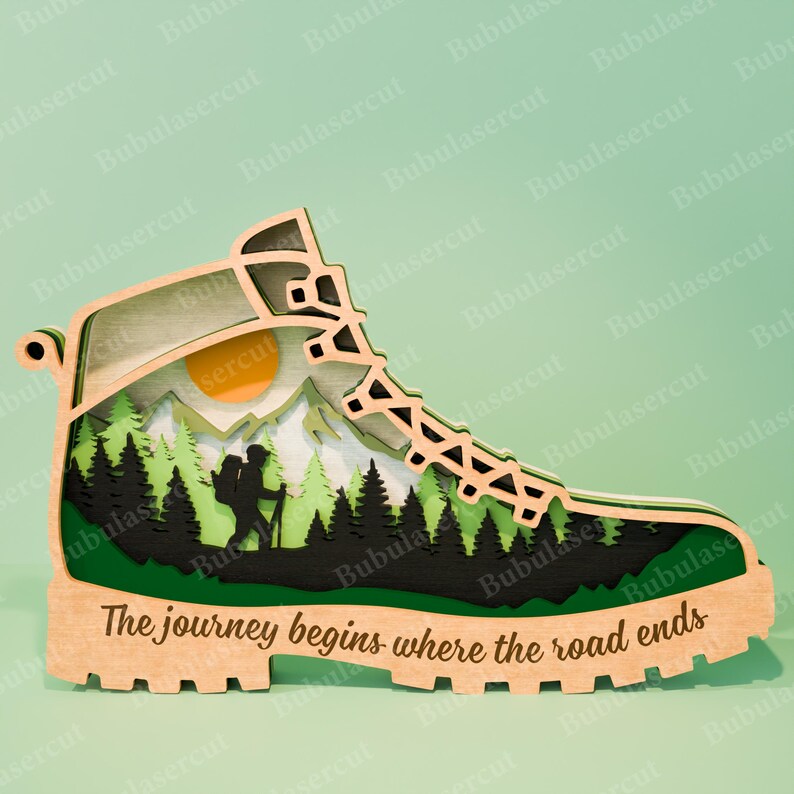 Hiking Boot Wall Decor Set, Adventure Hiking Boots Sign, Mountain ...