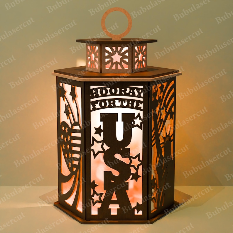 4th of July Lantern SVG Bundle, Patriotic USA Paper Cut Lantern Design ...