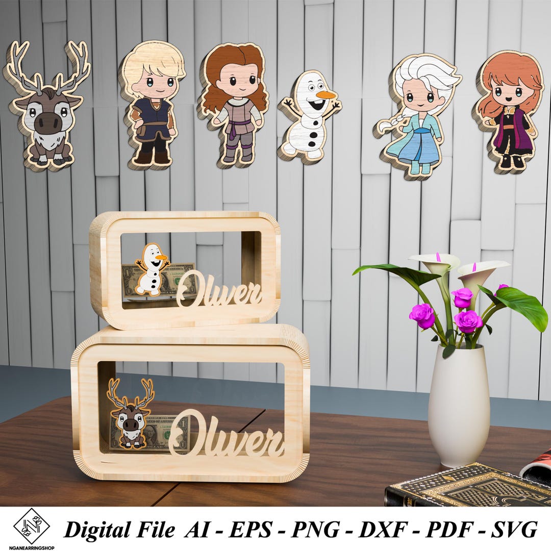 Frozen Money Box Laser Cut Svg, Elsa Money Box Svg, Olaf Money Box Svg ...