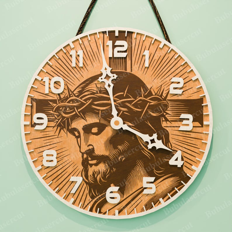 Religious Jesus Clock SVG Set of 16, Christian Wall Clock Designs ...