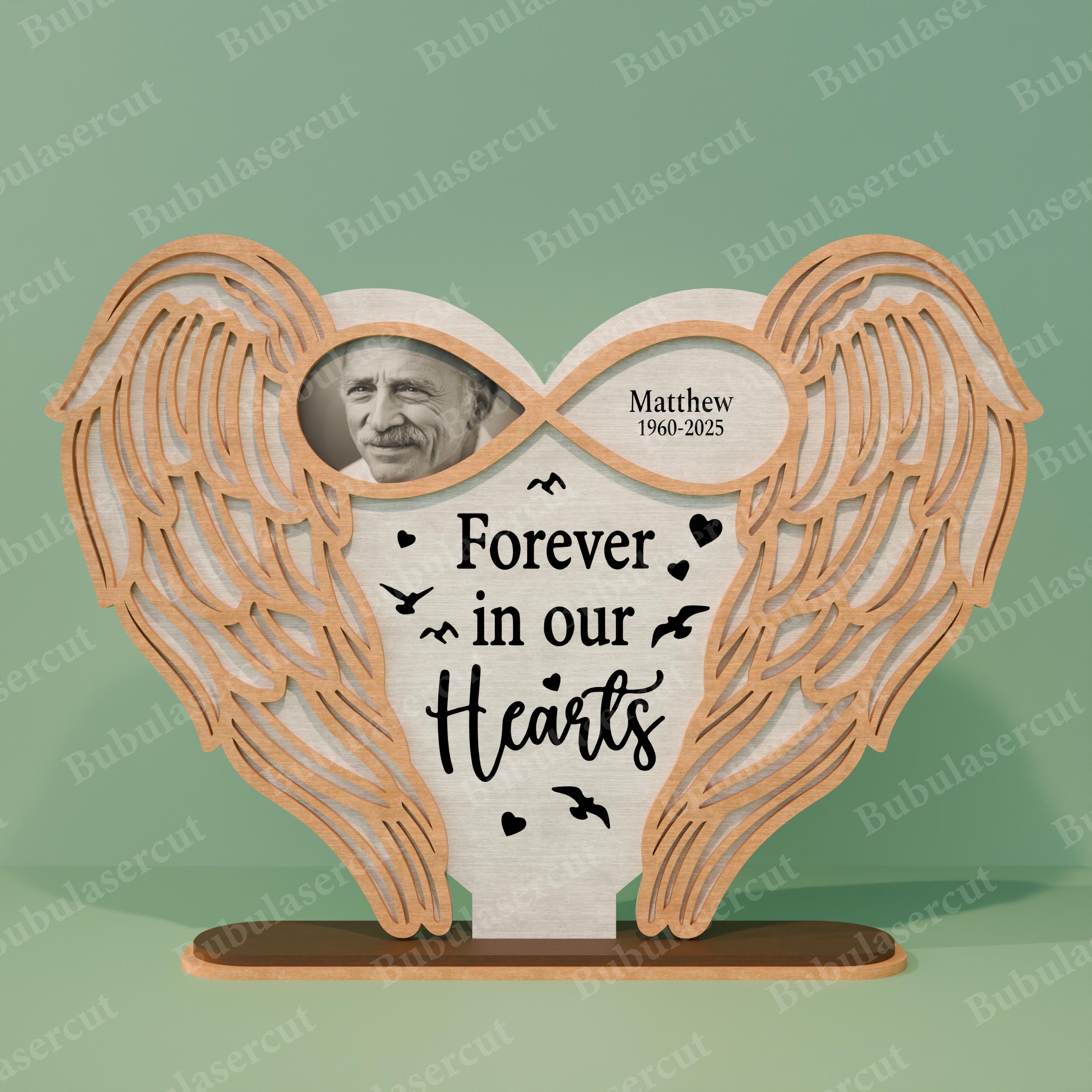 Memorial Angel Wing Sign Bundle, in Loving Memory Photo Keepsake ...