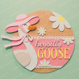 Silly Goose Round Sign SVG Bundle, Layered Funny Goose Door Hanger Cut ...