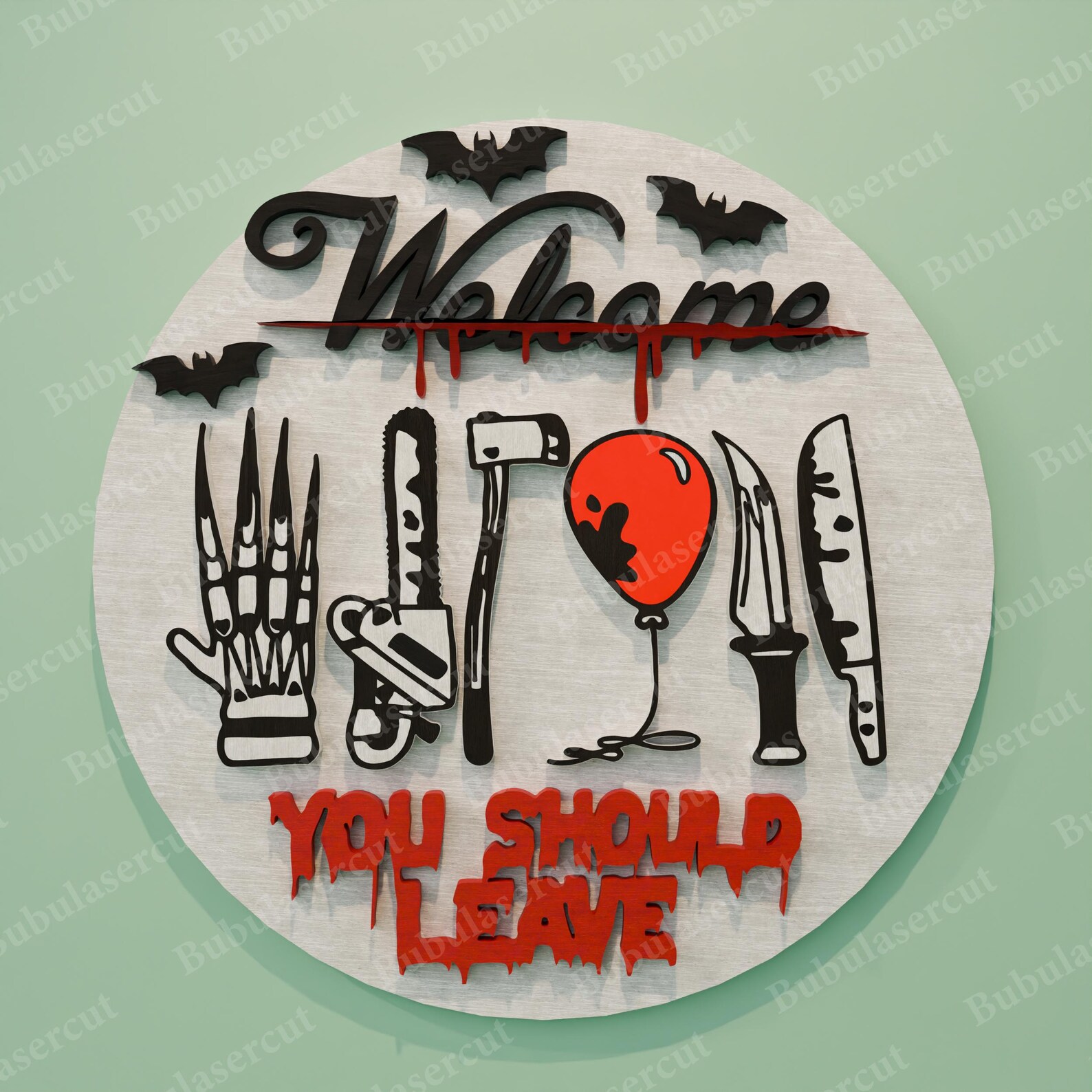 Halloween Horror Welcome Sign SVG Set, Scary Door Sign Bundle With ...