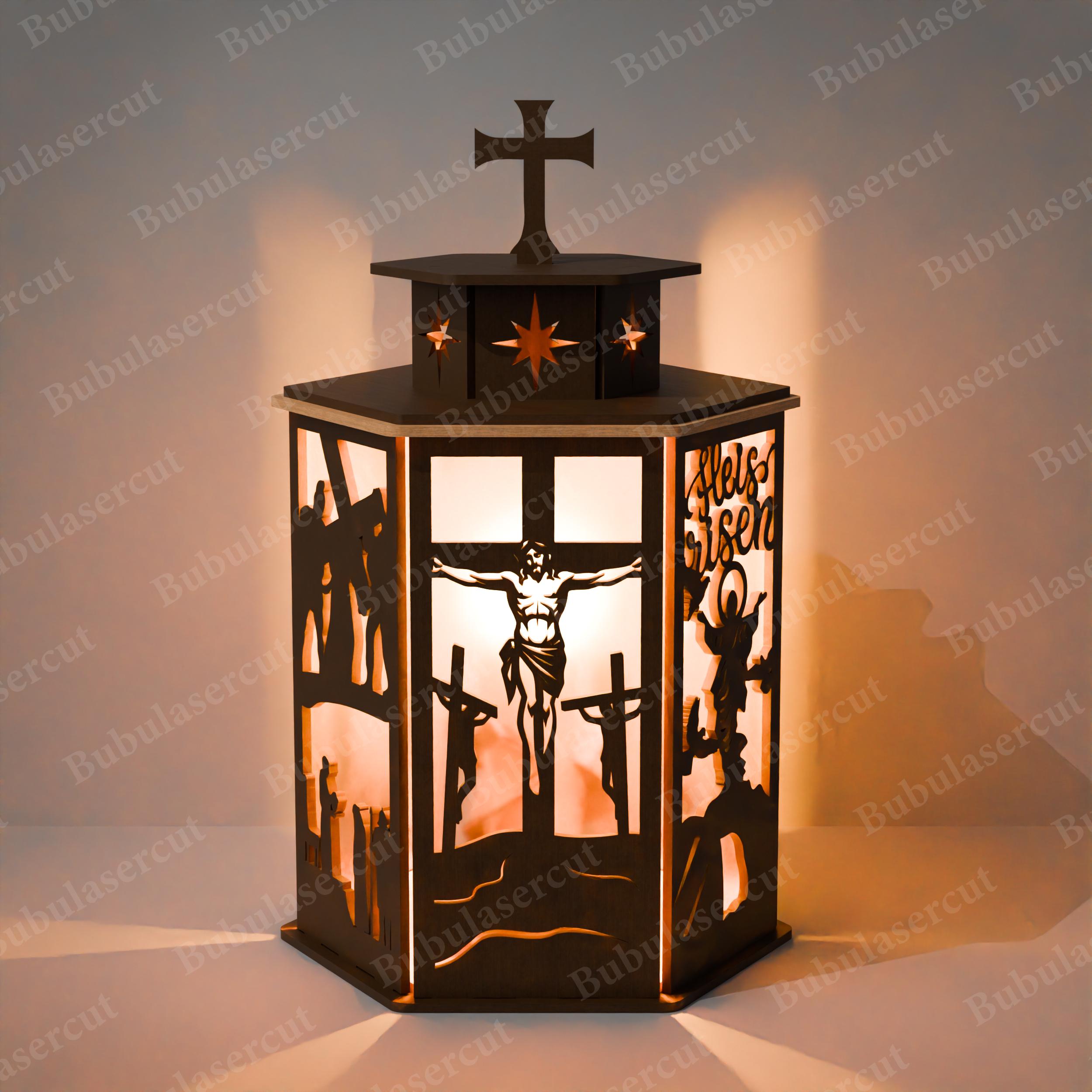 Christ is Risen Lantern Laser Cut File | He is Risen Christian Lantern ...