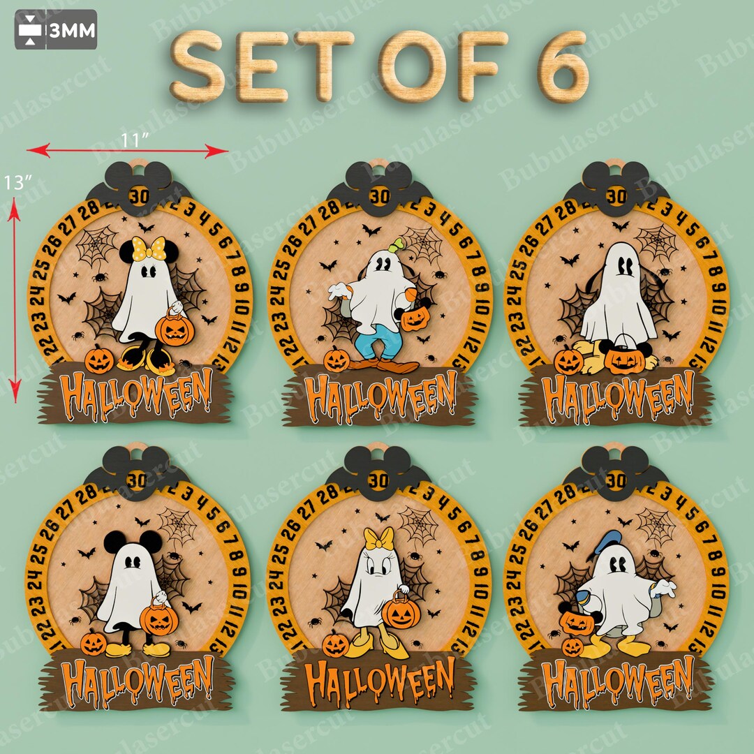 Halloween Countdown Calendar Sign Bundle, Set of 6 Funny Ghosts With ...