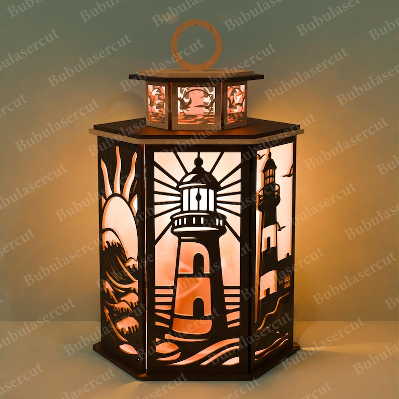 Lighthouse Lantern SVG Bundle, Summer Vibes 3D Lantern Laser Cut Files ...