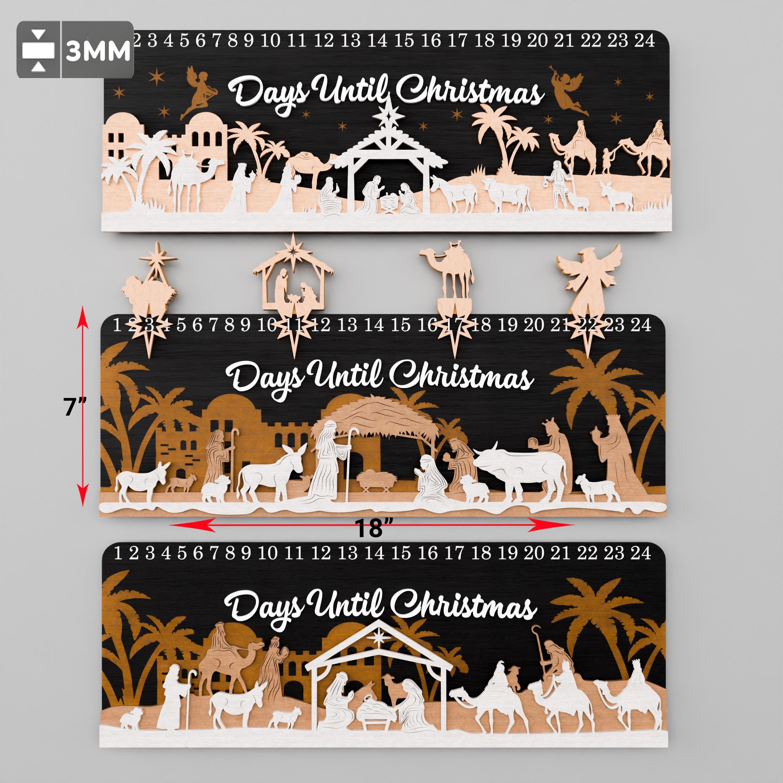 Nativity Countdown Sign Laser Cut File, Nativity Countdown Svg ...