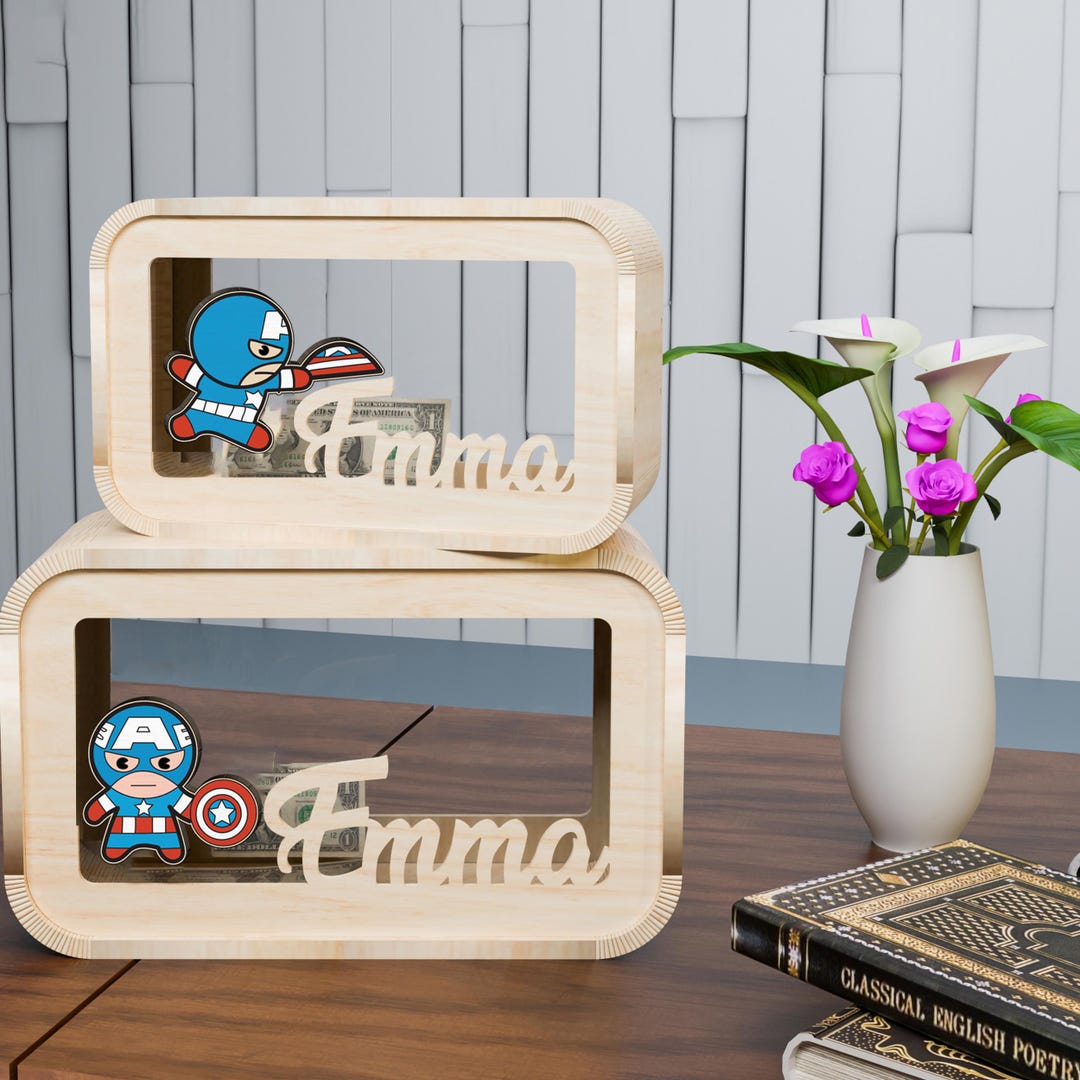 Cartoon Money Box Svg, Money Box Laser Cut Svg, Captain Money Box Svg ...