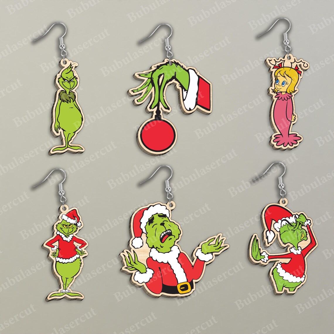 Christmas Cartoon Earrings Laser Cut File, Cartoon Christmas Earrings ...