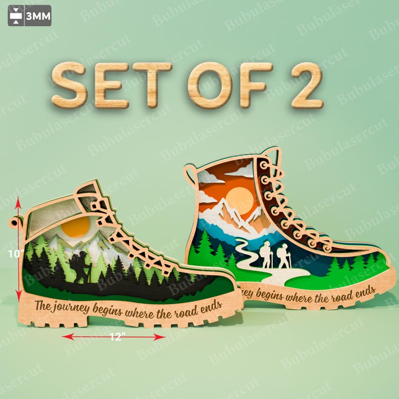 Hiking Boot Wall Decor Set, Adventure Hiking Boots Sign, Mountain ...