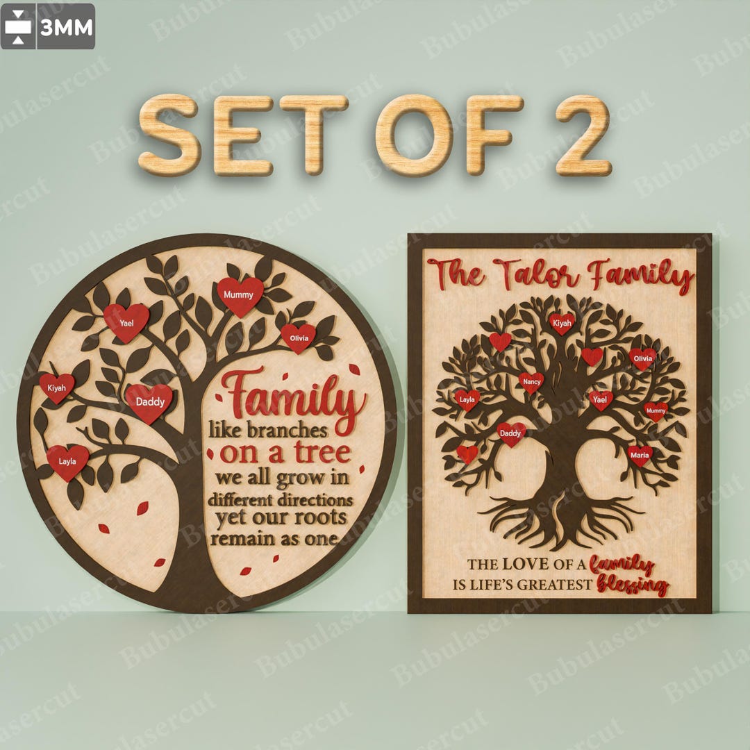 Personalized Family Tree Sign Laser Cut File | Personalized Family Name ...