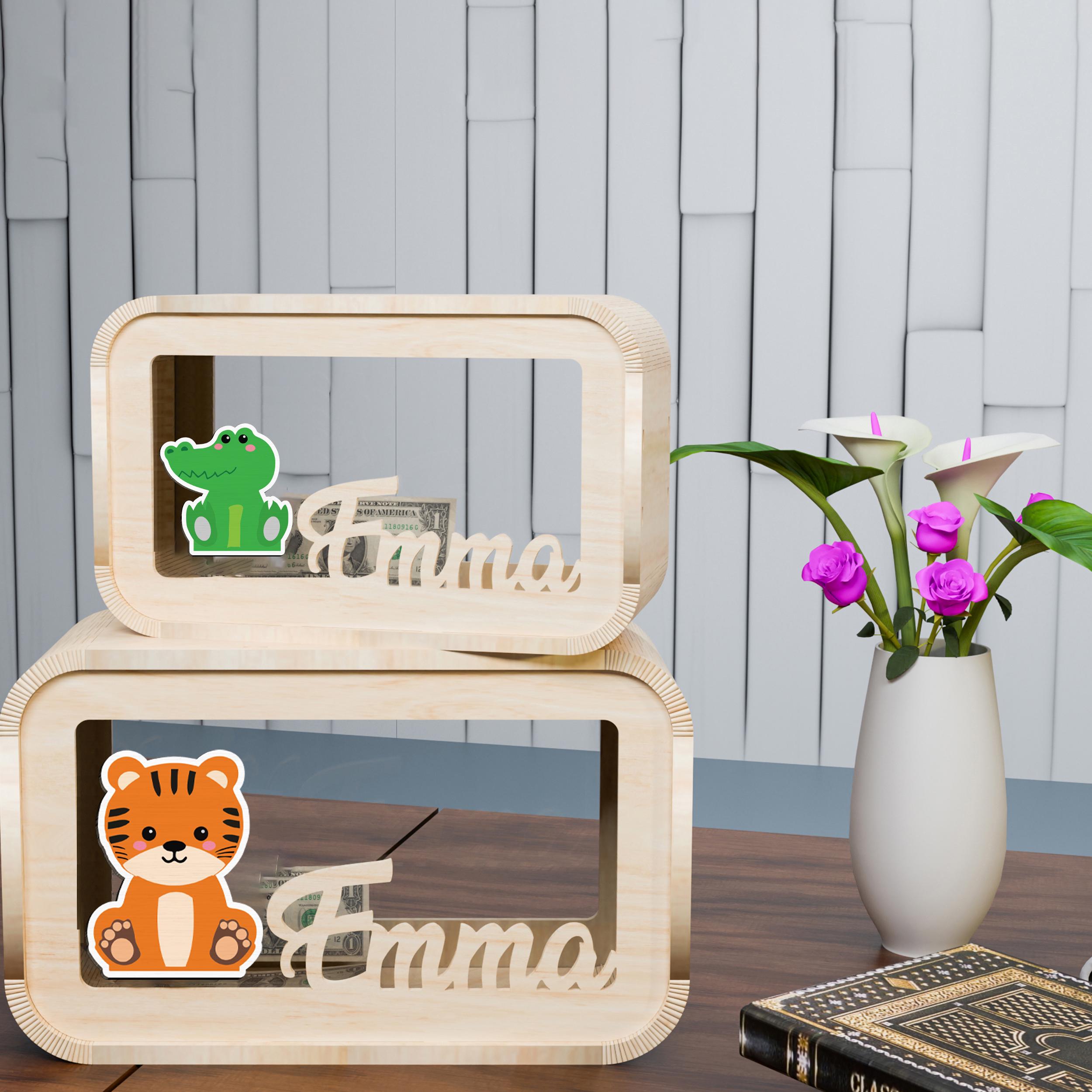 Animal Wild Money Box Laser Cut Svg, Animal Wild Money Box Svg, Cute ...